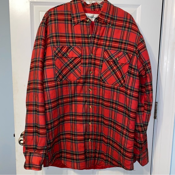Jackets & Coats | Vtg Flannel Shacket Jacket Shirt Med Tall Quilt Lined ...
